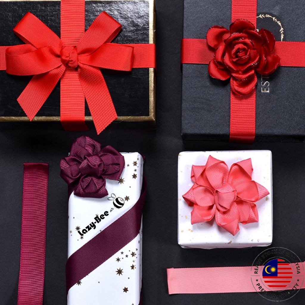 LAZY BEE 5 meter Hot Red Scarlet Wine Ruby Grosgrain Ribbon Reben Door ...