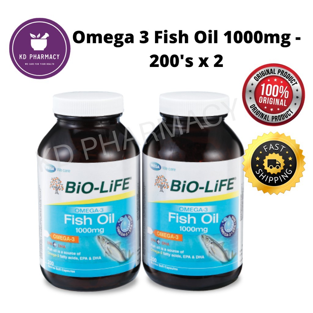 Bio- Life Omega 3 Fish Oil 1000mg - 200's x 2 (TWIN PACK) | Shopee Malaysia