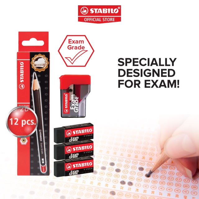 STABILO Graphite Pencil Exam Grade 2B Pencil Box (12 Pcs) Free Eraser ...