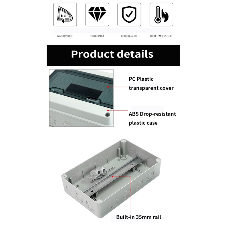 HT-5/8/12/15/18/24 Way Plastic Electrical Distribution Box Waterproof ...