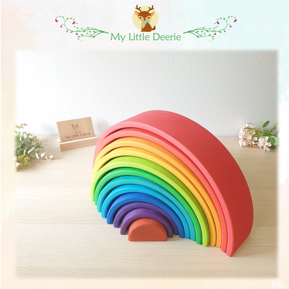 [WOODEN RAINBOW SERIES] Rainbow Arch Stacker 12 pcs Building Blocks ...