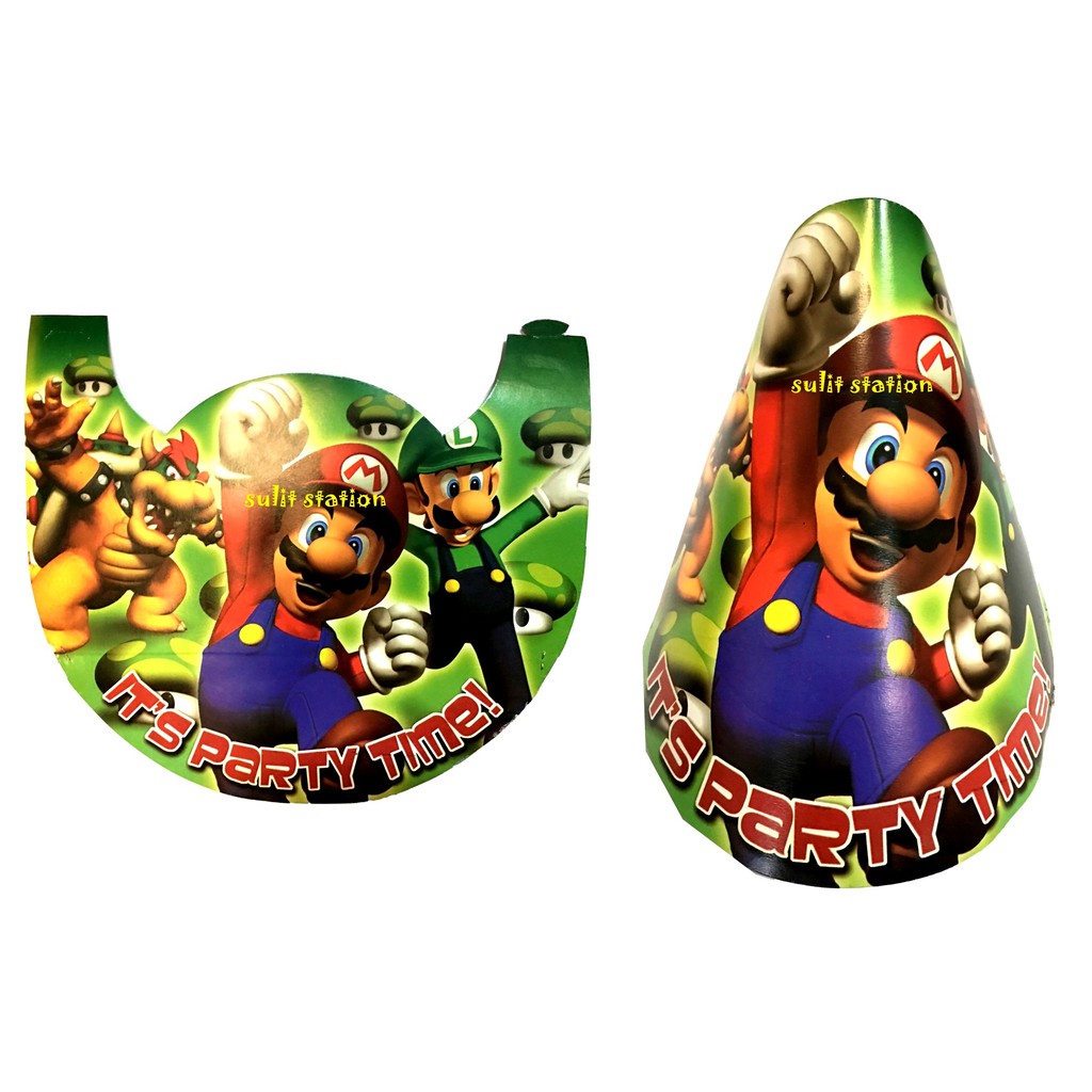 10pcs SUPER MARIO LUIGI BROTHERS THEMED BIRTHDAY PARTY HATS GIVEAWAYS ...