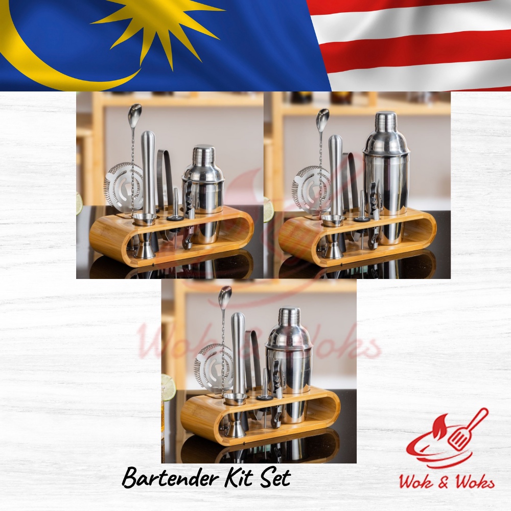 Stainless Steel Bartender Cocktail Tools Kit Set / Set Alat Bartender ...