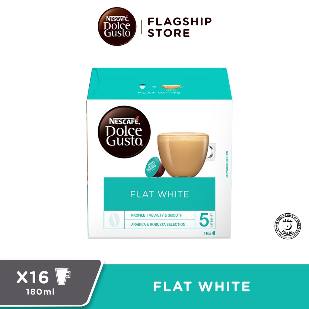 NESCAFE Dolce Gusto Flat White Coffee Capsules, 16 Servings [Packaging ...