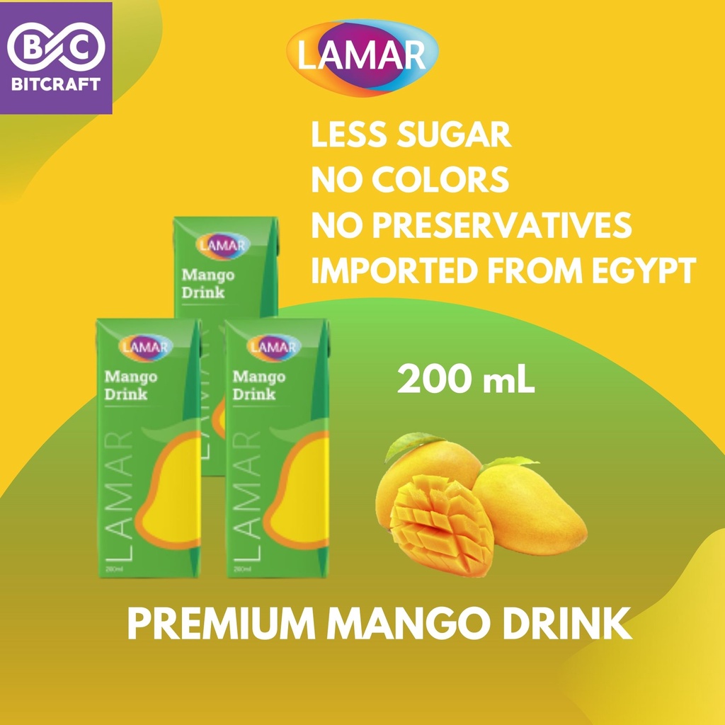 LAMAR Mango Juice Drink 200mL Less Sugar Imported From Egypt No ...