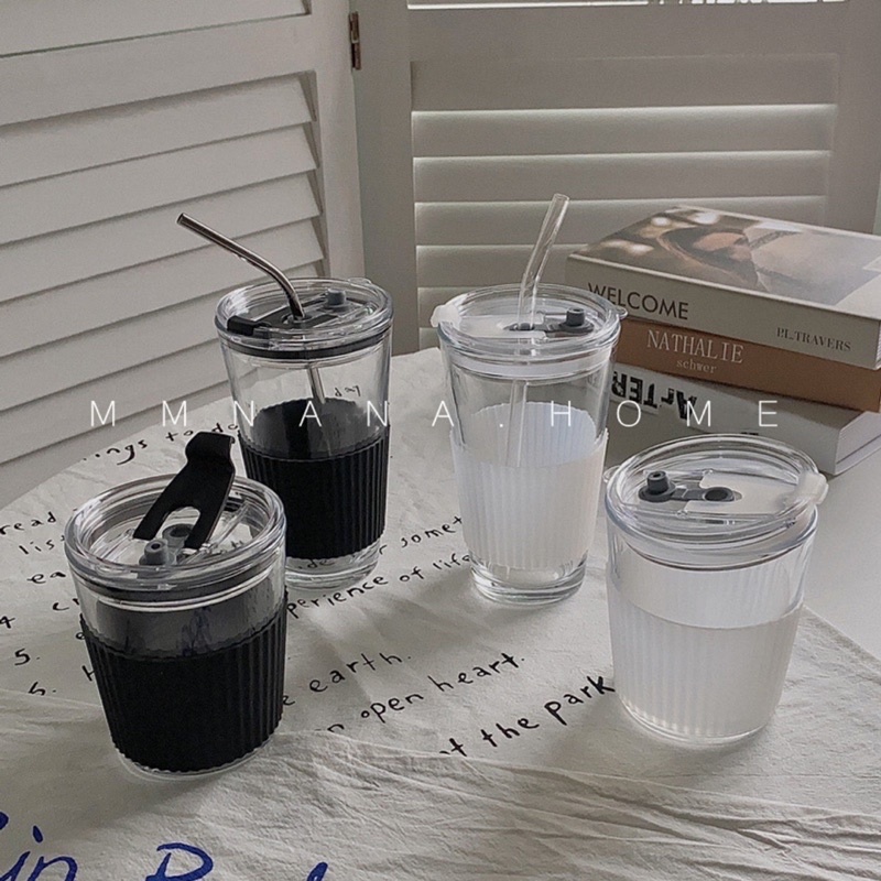 (Ready Stock) 🥤 glass water cup with lid accompanying （Buy 2 cups get ...