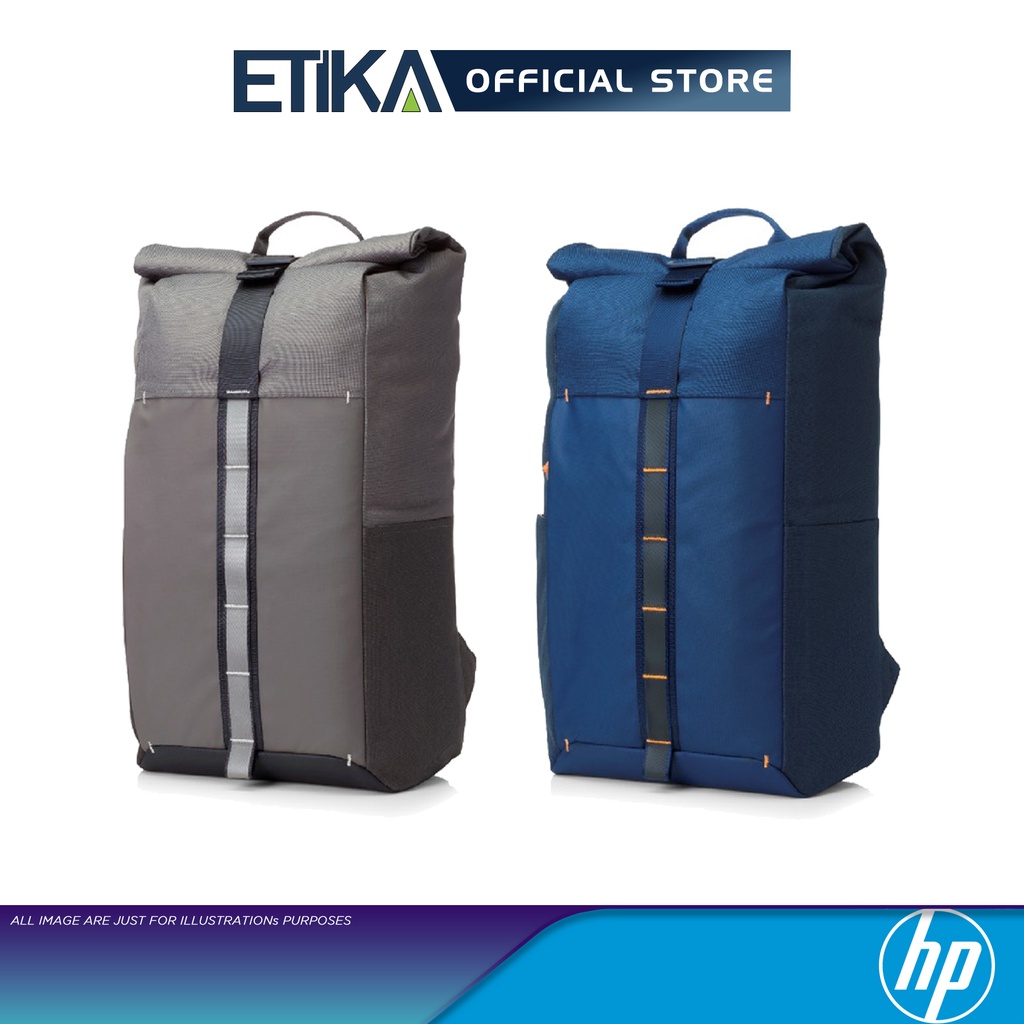 HP Pavilion Rolltop Backpack (Blue/ Grey) | Shopee Malaysia