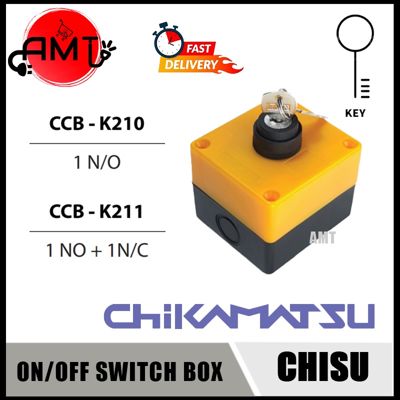 KEY ON/OFF SWITCH BOX 1NO, 1NO&1NC CHIKAMATSU 22MM CCB-K210 CCB-K211 ...