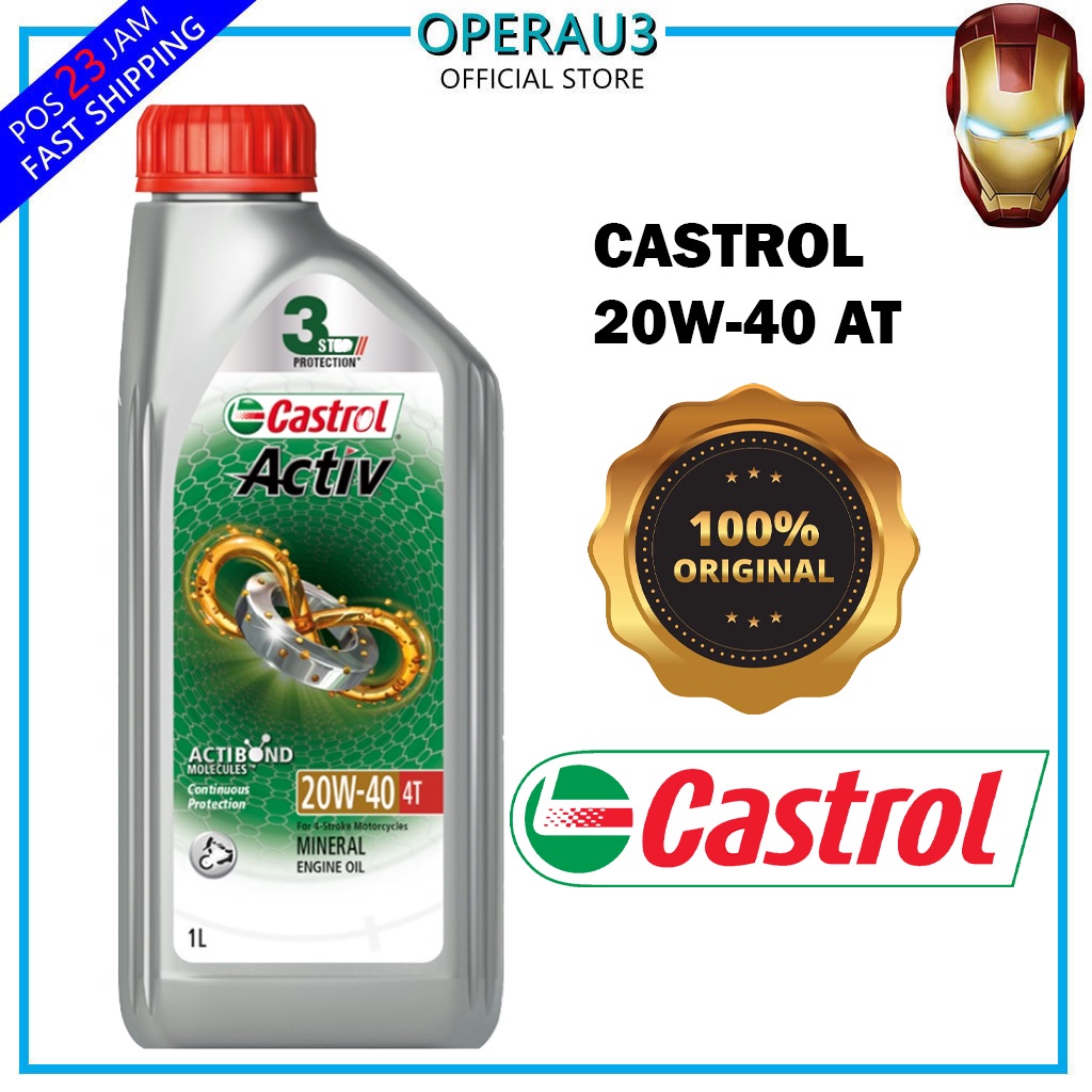 CASTROL ACTIV 4T 20W40 SEMI SYNTHETIC ENGINE OIL (1 liter) 100%ORIGINAL ...