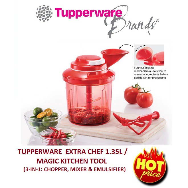 TUPPERWARE EXTRA CHEF 1.35L (3-IN-1: CHOPPER, MIXER & EMULSIFIER ...