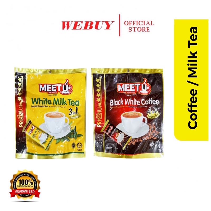 MEET U Black White Coffee 4 in 1 / White Milk Tea 3 in 1 (5 x 20g ...