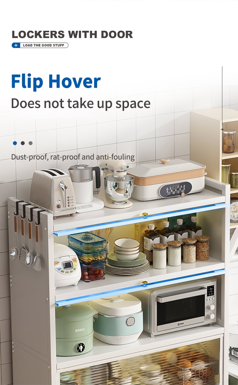 Kitchen Rack Cabinet with Door Rak Dapur Multifunctional Storage Rack ...