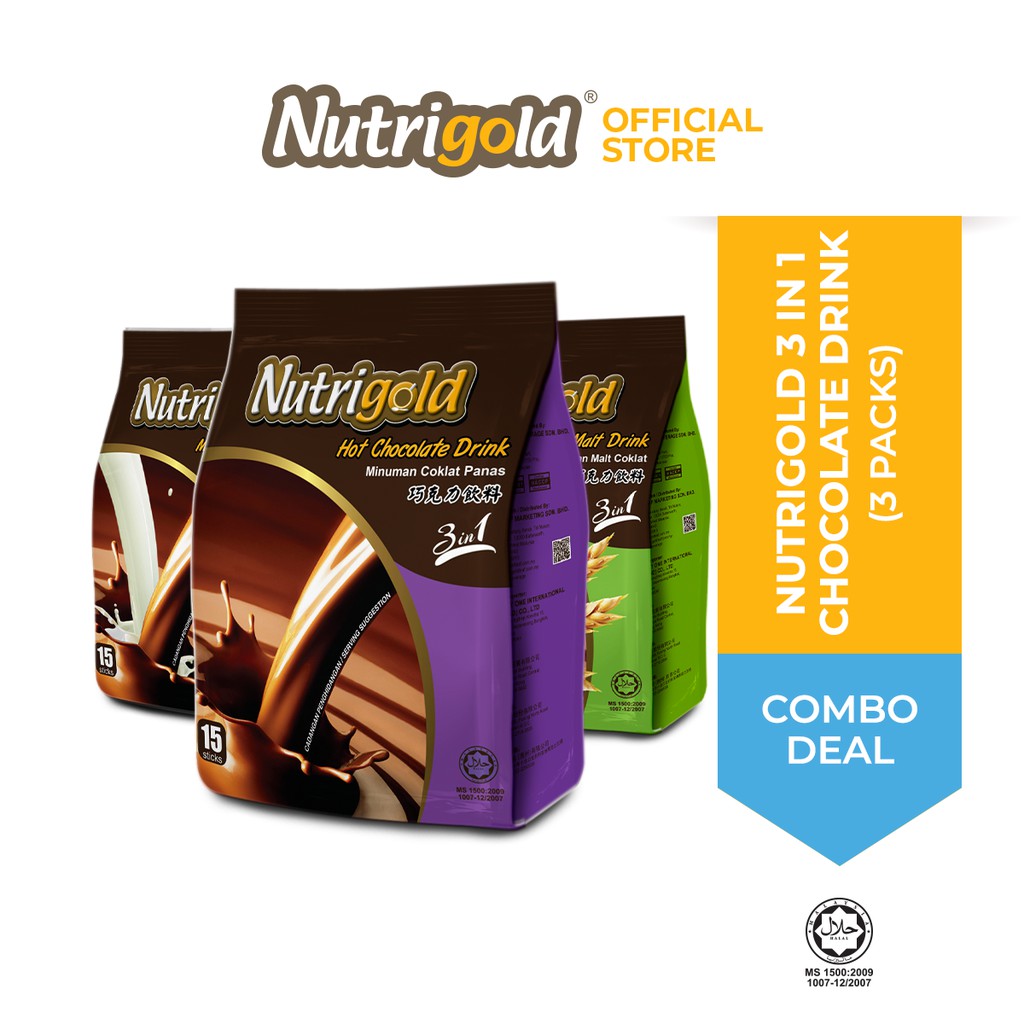 [Combo Deal] Nutrigold Instant 3 in 1 Chocolate Malt Drink + Hot ...