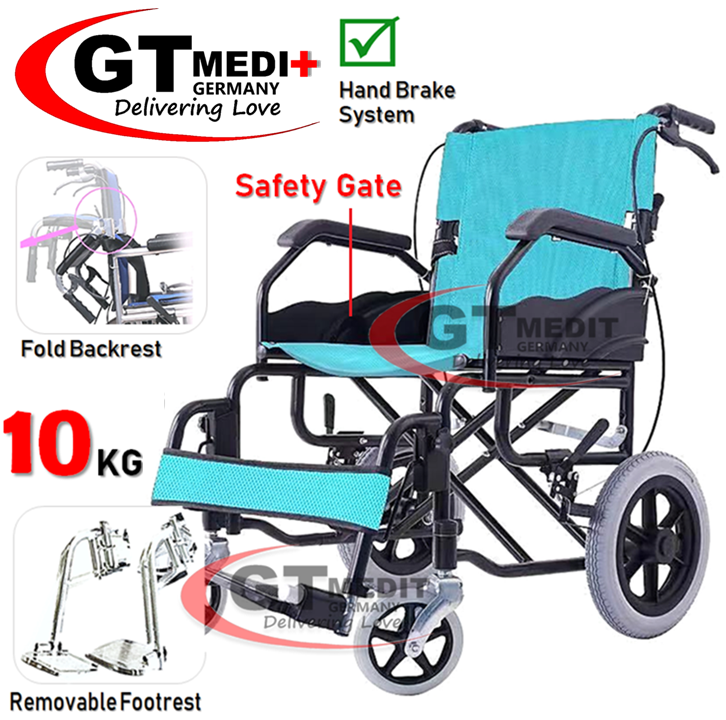 WHTZB-10 GT MEDIT GERMANY Ultra Lightweight Wheelchair Foldable Travel Transport Wheel Chair ...