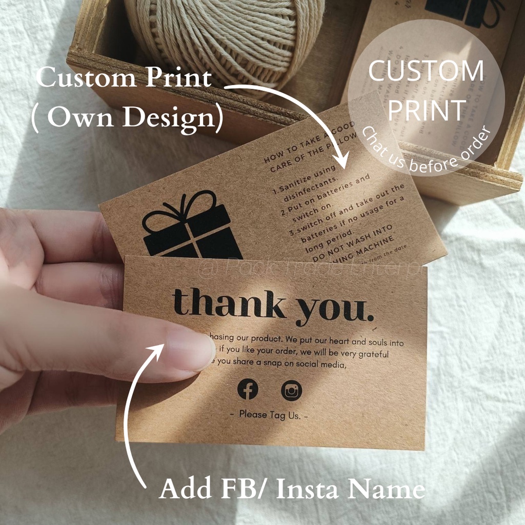 [20/ 50 PCS] Kraft Paper Thank You Card/ Kad Terima Kasih/ Kad Ucapan ...