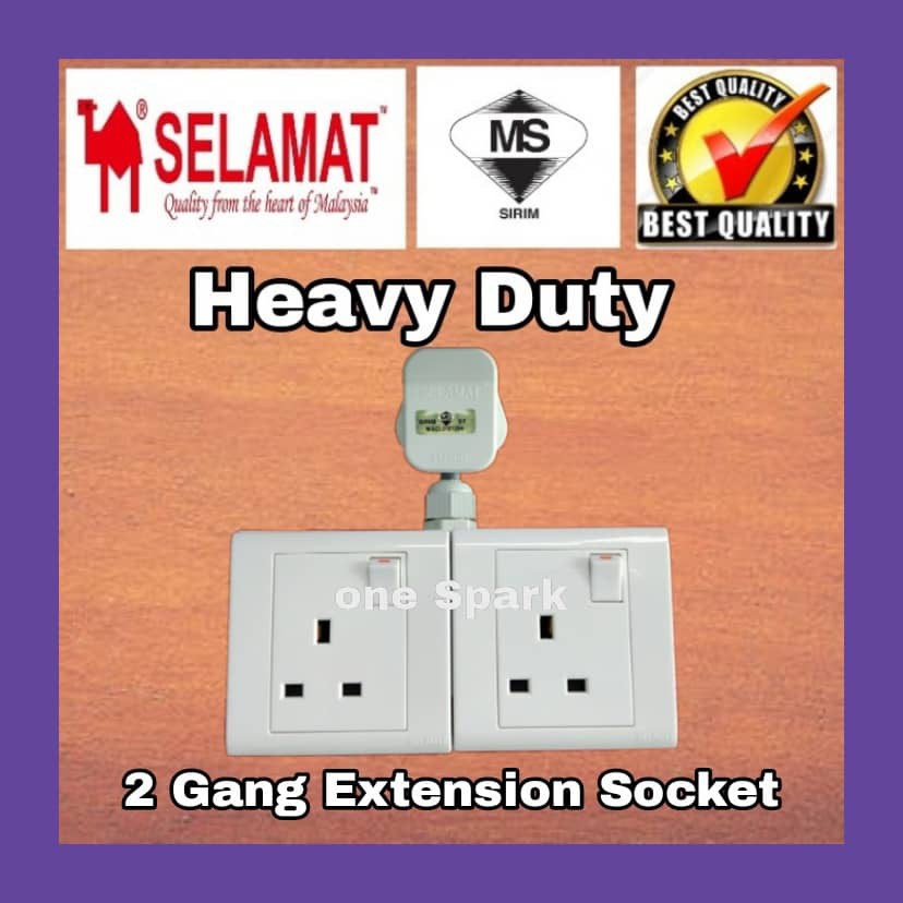 HEAVY DUTY 2 GANG EXTENSION WALL SOCKET / ADAPORT | Shopee Malaysia
