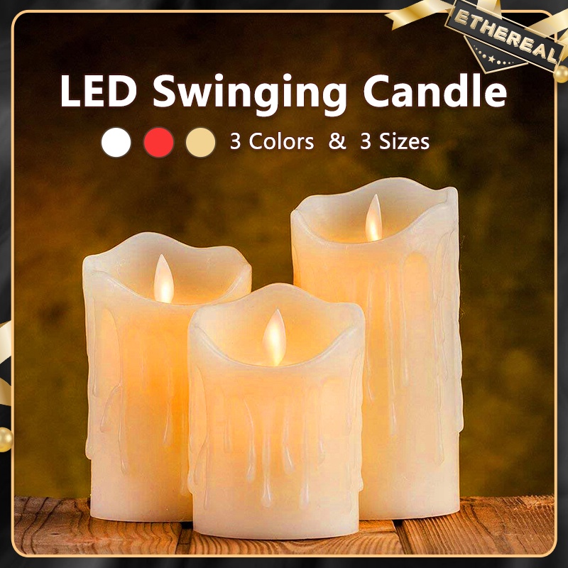(Free battery) LED Swinging Candles Flameless Candle Night Lights Party ...