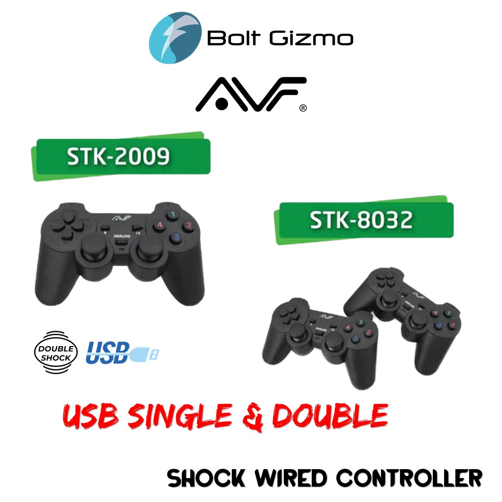 AVF STK-8032 | STK-2009 USB Double Shock Controller Real Vibration feel For Pc joystick pointer ...