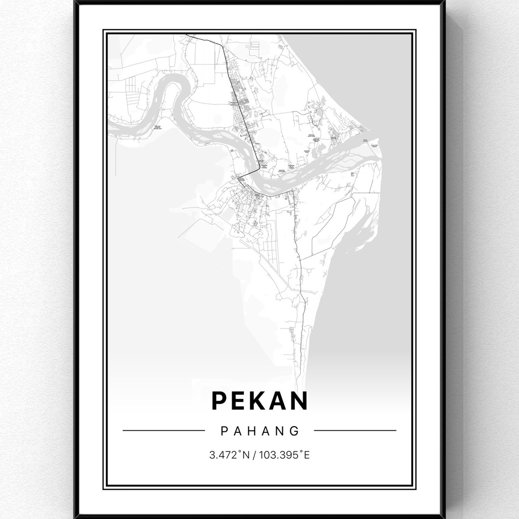 Pekan, Pahang Modern Minimal City Map Poster by Petagraphy | Shopee ...