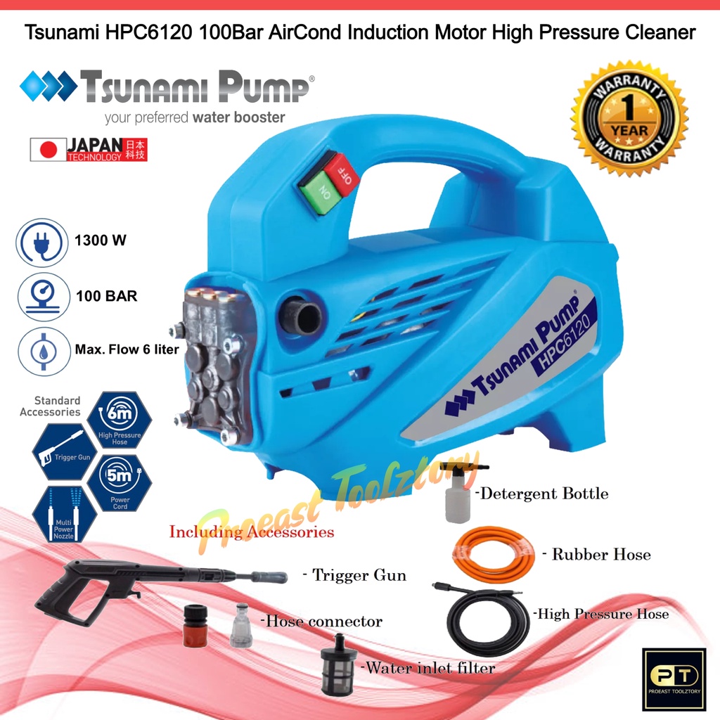 Tsunami HPC6120 Induction Motor High Pressure Cleaner Water Pump Water ...