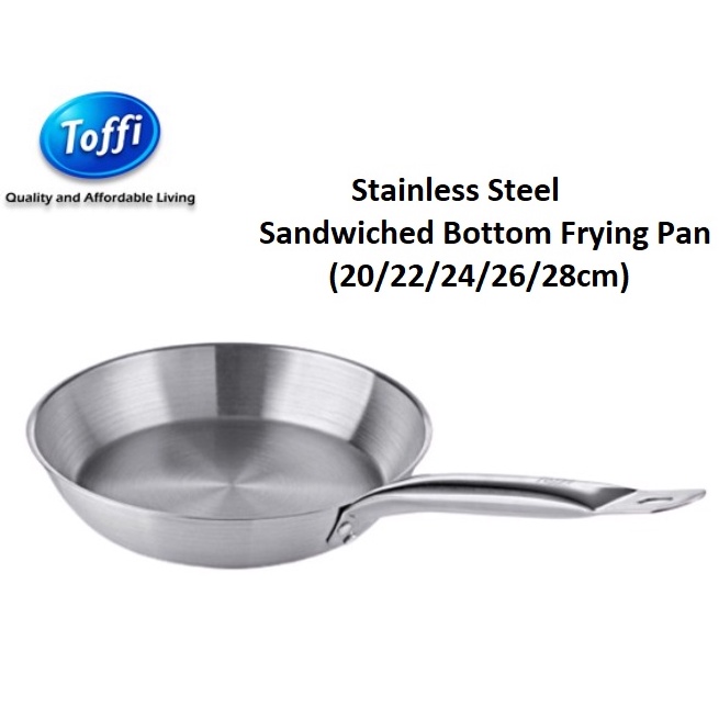 Stainless Steel Sandwiched Bottom Frying Pan (Long Ladle) Heavy Duty ...