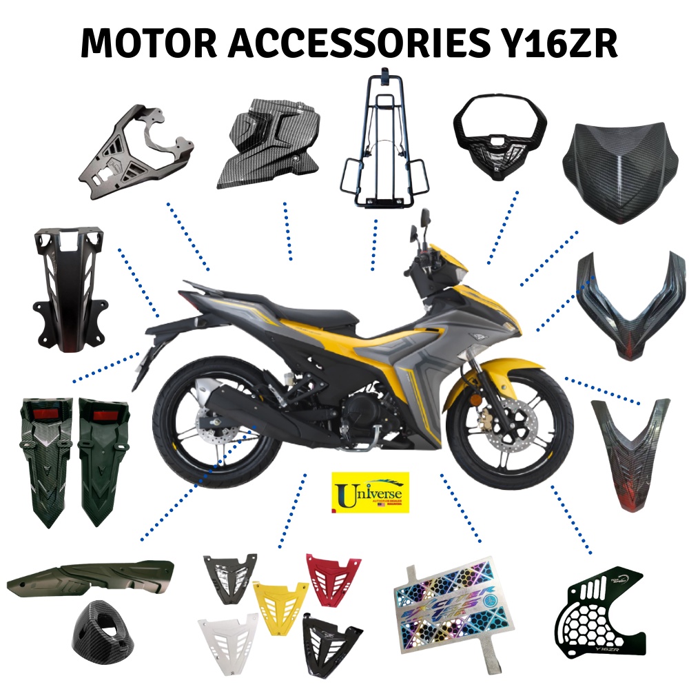 YAMAHA Y16ZR ACCESSORIES VISOR CENTER RACK KNEE PAD MUFFLER SPROCKET ...