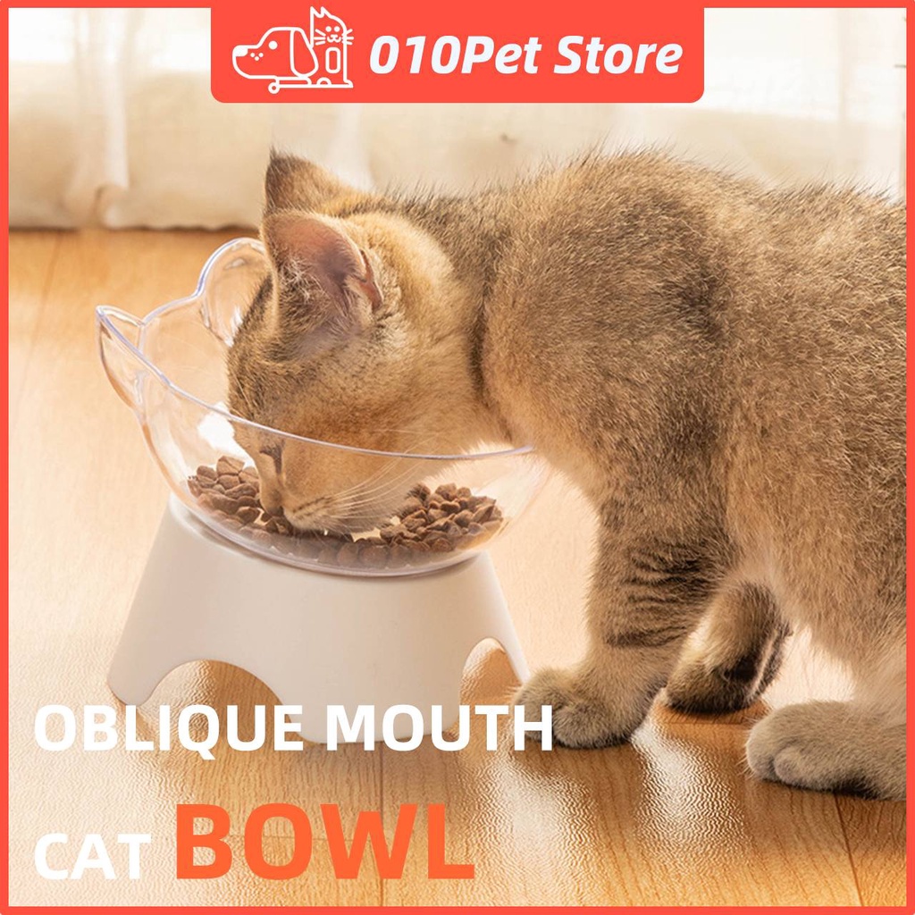 Cat Bowl Dog Bowl Cat Single Bowl Non-slip Cat Bowl Oblique Mouth Neck ...