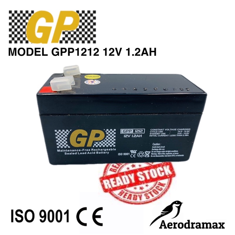 GP GPP1212 12V 1.2AH Maintenance Free Rechargeable Sealed Lead Acid ...
