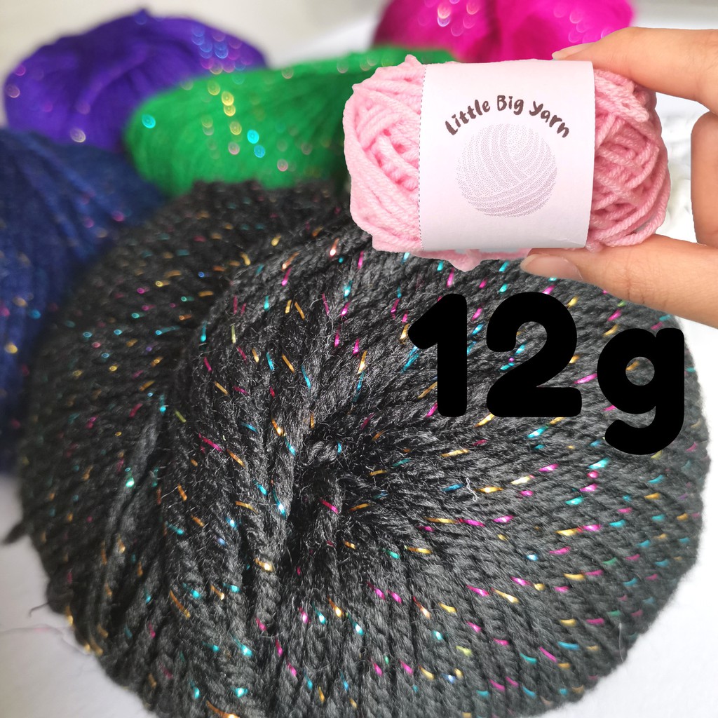 12g Tinsel Acrylic Yarn Ball Gold Line Cake Multicolored Crochet ...