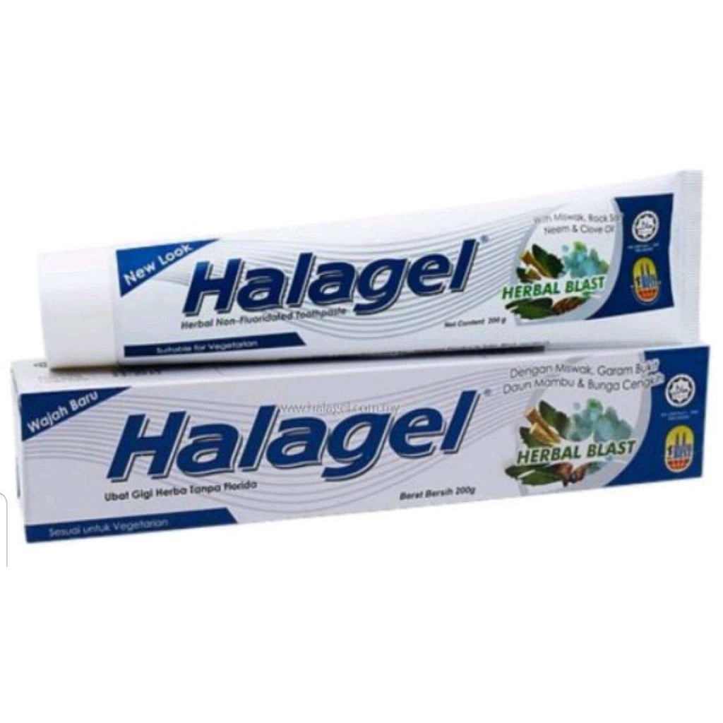 HALAGEL HERBAL BLAST / HERBAL NON-FLUORIDE TOOTHPASTE / WITH MISWAK ...