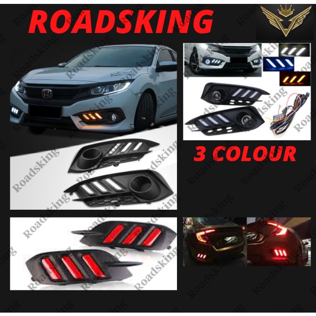 HONDA CIVIC FC 2016~2022 REAR BUMPER FACELIFT FOG LAMP COVER DRL ...