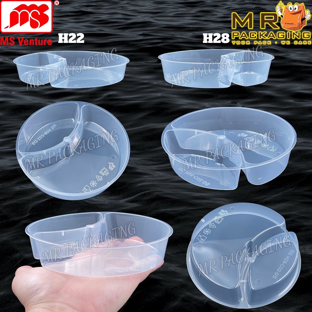 MS 1000B 1000ML Black / Clear Insert Compartment Round Container with ...
