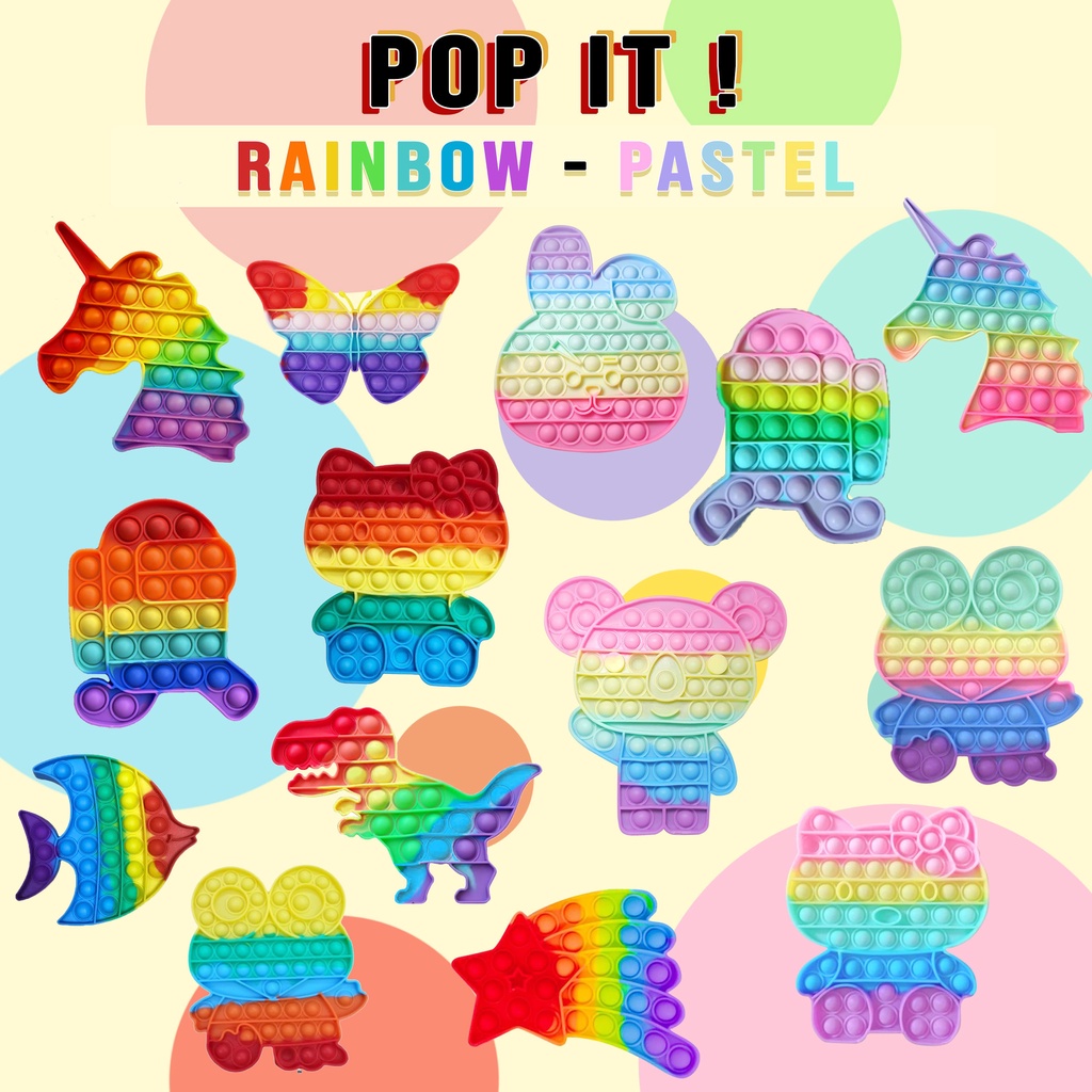 Toys PUSH BUBBLE FIDGET TOY POP IT JUMBO | Rainbow | Pop IT Pasel | Pop ...