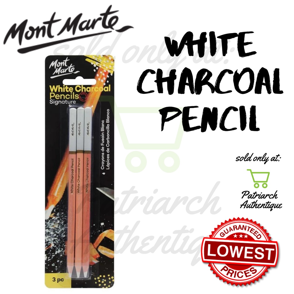 [White Color Pencil] Mont Marte White Charcoal Pencils Signature 3pc ...