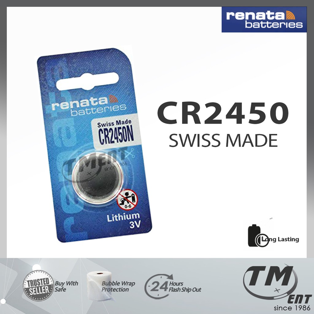 Renata CR2450 N Battery Swiss Made BMW Car Key Remote 3V Lithium ...