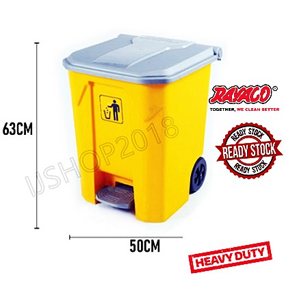 RAYACO 68L Mobile Plastic Dustbin With Wheel/Tong Sampah/Trash Bin ...