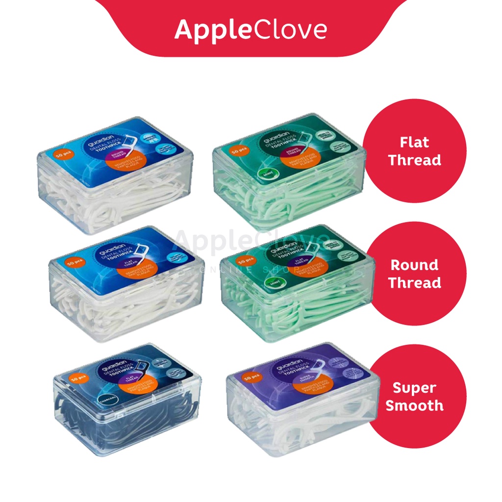 Guardian Dental Floss Toothpick Charcoal Mint Flat Thread, Mint Round ...