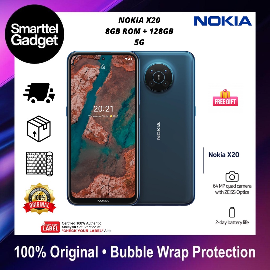 Nokia X20 Nordic Blue 5G (6.67" + 8GB RAM + 128GB ROM) | With Premium ...