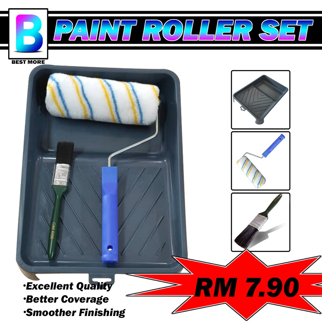 PAINT BRUSH TOOLS SET A (7inch set roller & 12 inch tray painting ...