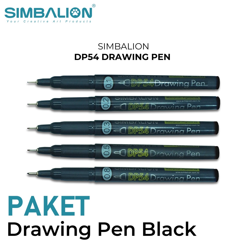 HITAM Simbalion Drawing Pen Black Set - Calligraphy Pen (Contains 5 Pcs ...