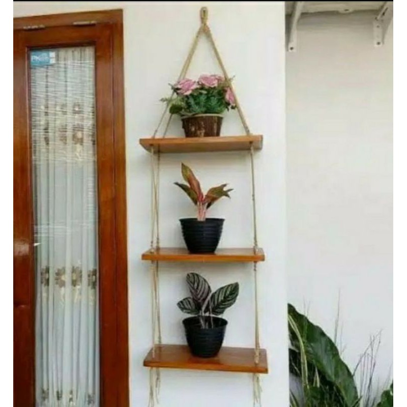 KAYU HIASAN DINDING Hanging Shelf/Wall Shelf/Flower Shelf/Wall ...