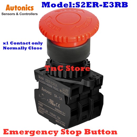 Autonics Emergency Switches S2ER-E3RB E/Stop Button Emergency Stop Button Ø22mm Safety Switch ...