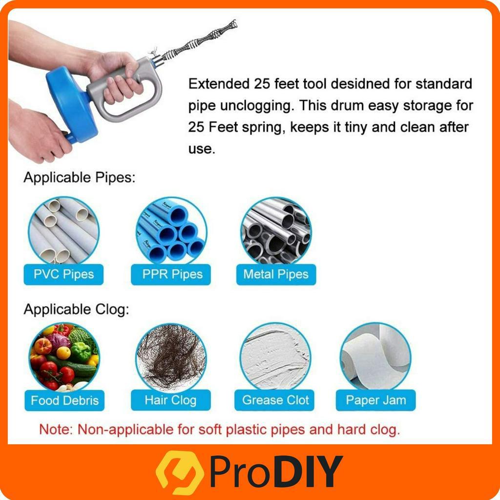 PRODIY Drain Unblocker Flexible Rod Auger Snake Rod Drain Unclogged ...