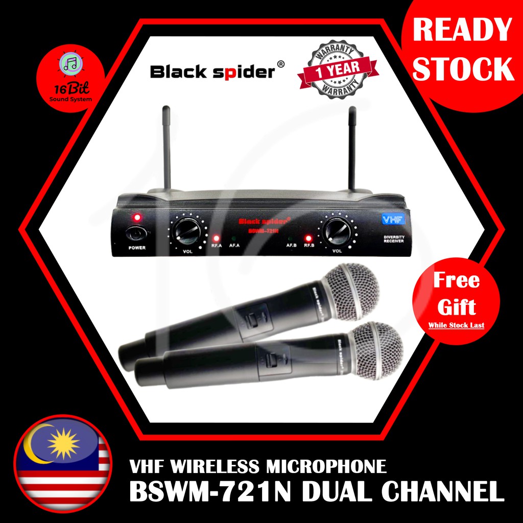 Black Spider Wireless Microphone BSWM-721N Dual UHF Handheld Mic | Shopee Malaysia