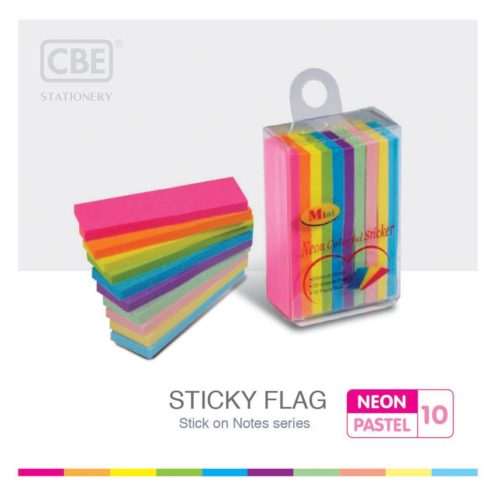 CBE 14044 MINI STICKY FLAG STICKY NOTES (50MMX15MM) 30 SHEETS X 10 ...