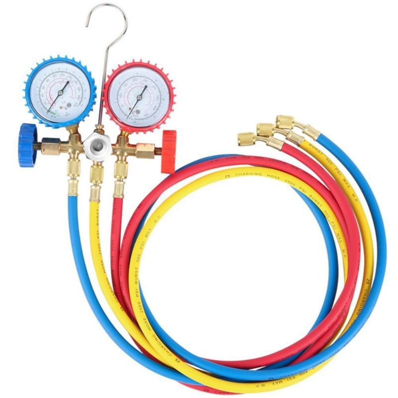 Manifold Gauge Gas Meter + 3 Pcs Hose Aircond | Shopee Malaysia
