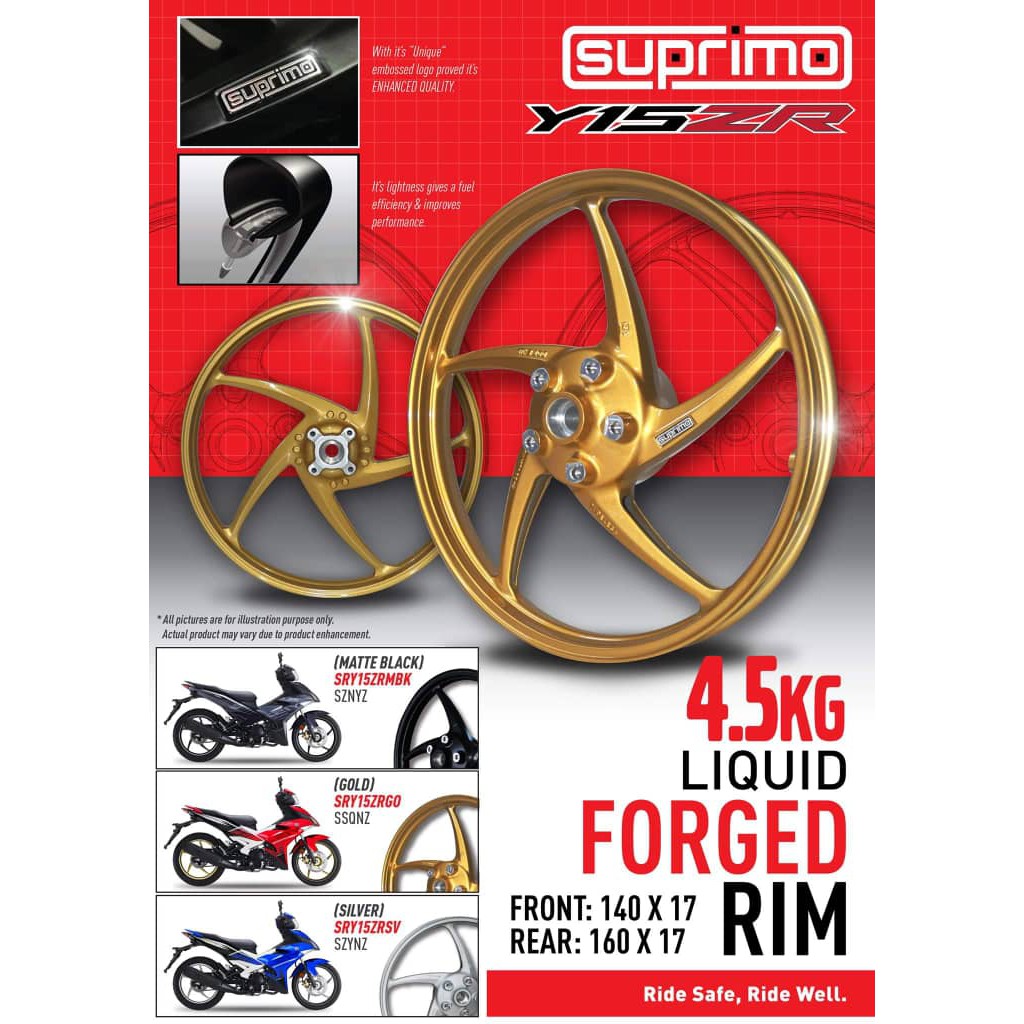 READY STOCK YAMAHA Y15ZR Y15Z Y15 SUPRIMO GOLD LIQUID FORGED SPORT RIM ...