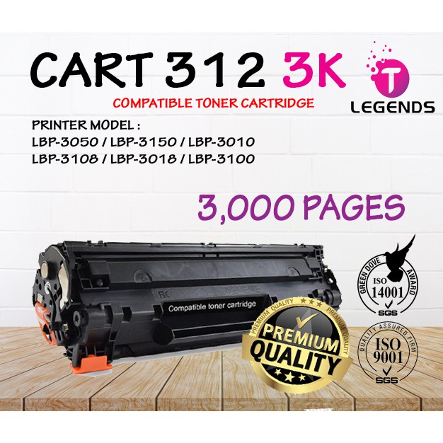 CART 312 Compatible Toner Cartridge LBP3010 LBP3018 LBP3050 LBP3100 ...