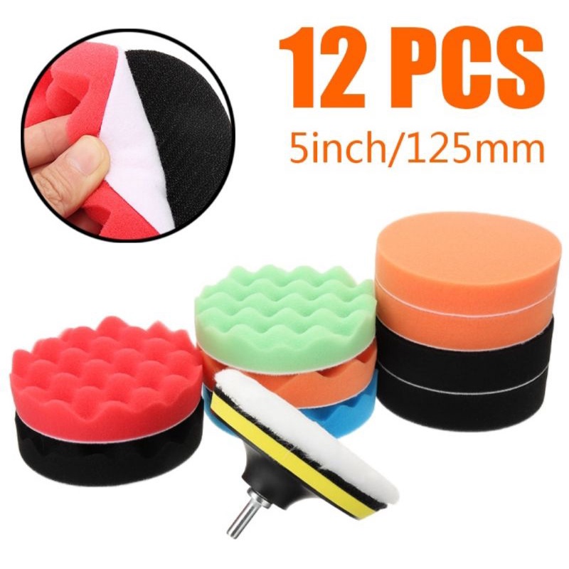 5 Inch 125mm Car Polishing Buffing Pad Flat Wave Sponge Polisher Buffer ...