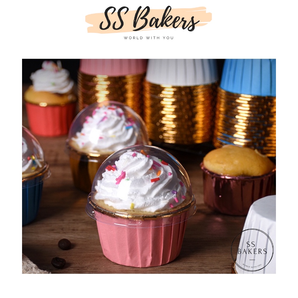 L Size Muffin Cupcake Aluminium Gold Liner Baking Paper Cup OR Cover ...